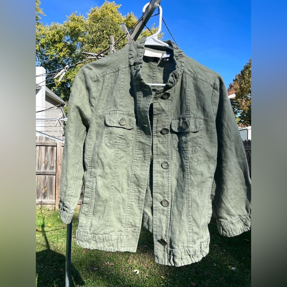 Chico's | Jackets & Coats | Chicos Army Green Thin Jacket | Poshmark